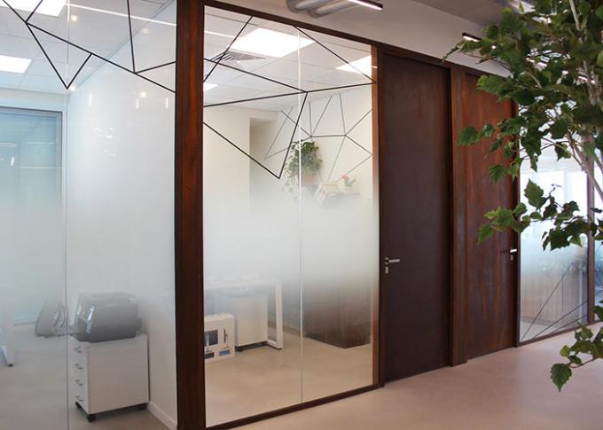 Double Layer Frosted Glass Wall Partition Frameless Glass Wall System ...