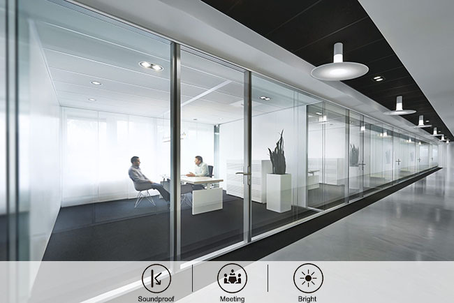 Acoustic Frameless Double Glazed Partition System Transparency ...