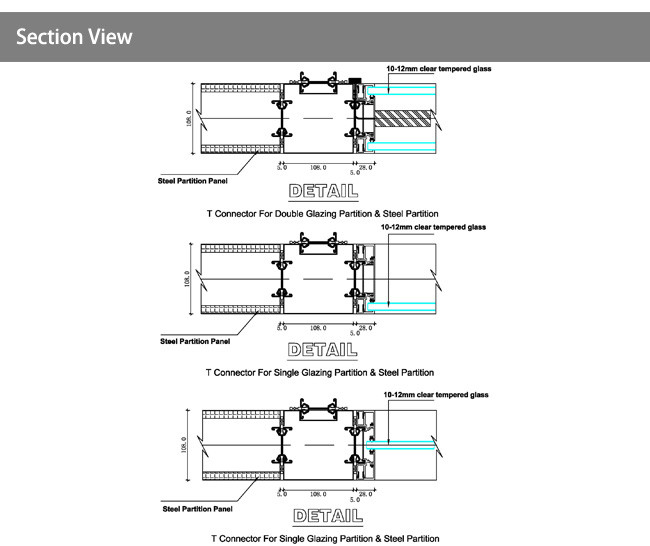 Single Glazed Demountable Glass Partition System Single Layer Laminated ...